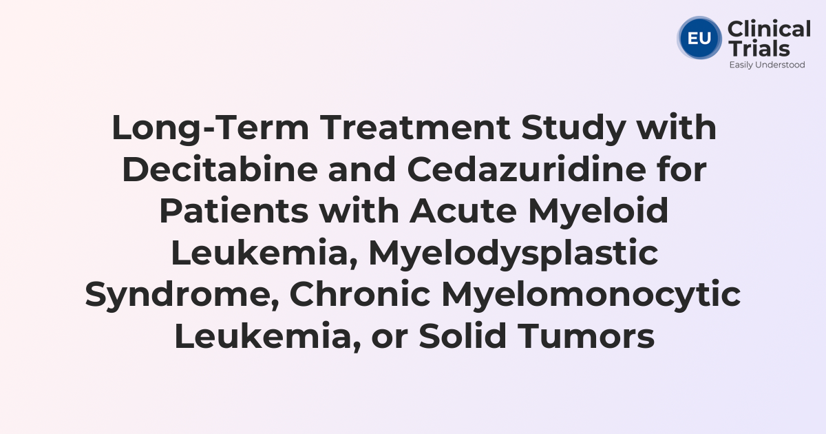 Long-Term Treatment Study with Decitabine and Cedazuridine for Patients ...