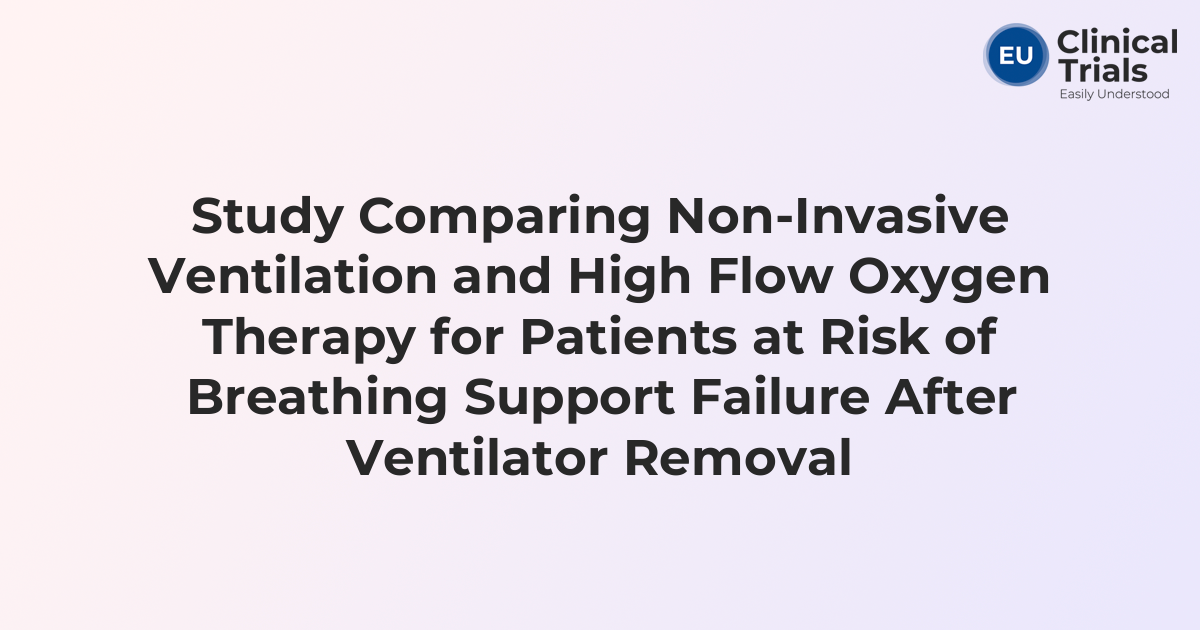 Study Comparing Non-Invasive Ventilation and High Flow Oxygen Therapy ...