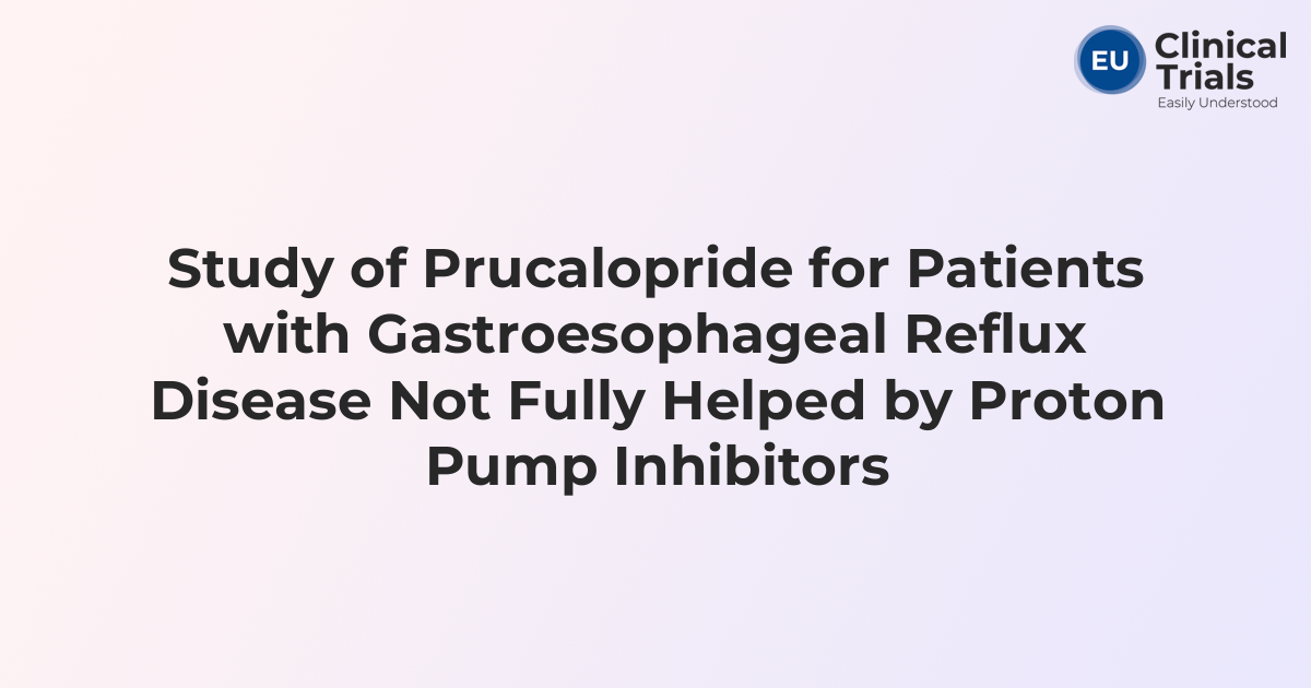 Study of prucalopride in patients with gastro-esophageal reflux disease ...