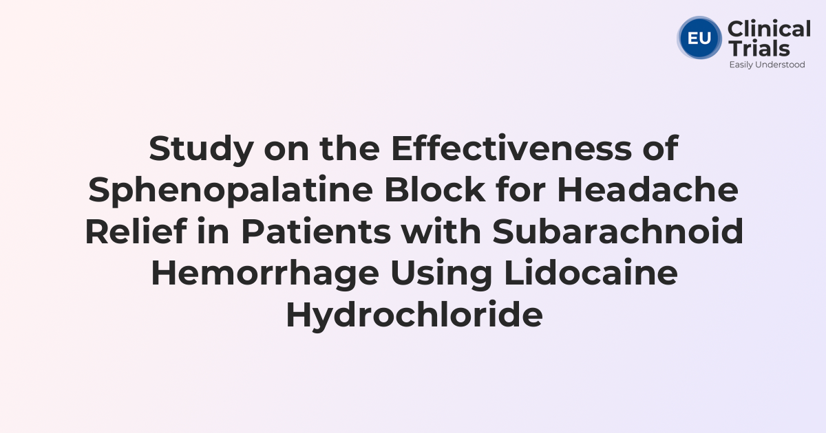 Study on the Effectiveness of Sphenopalatine Block for Headache Relief ...