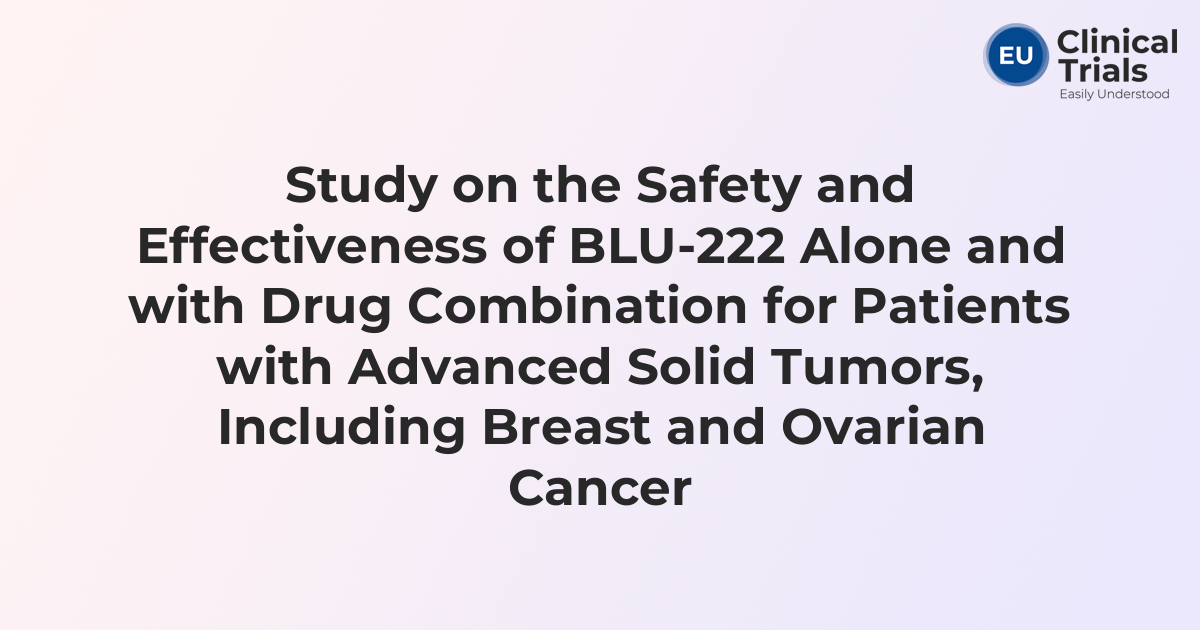 Study on the Safety and Effectiveness of BLU-222 Alone and with Drug ...
