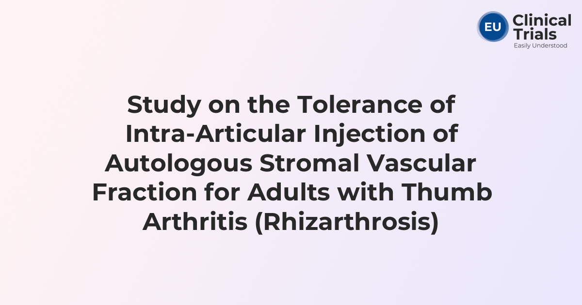 Study on the Tolerance of Intra-Articular Injection of Autologous ...