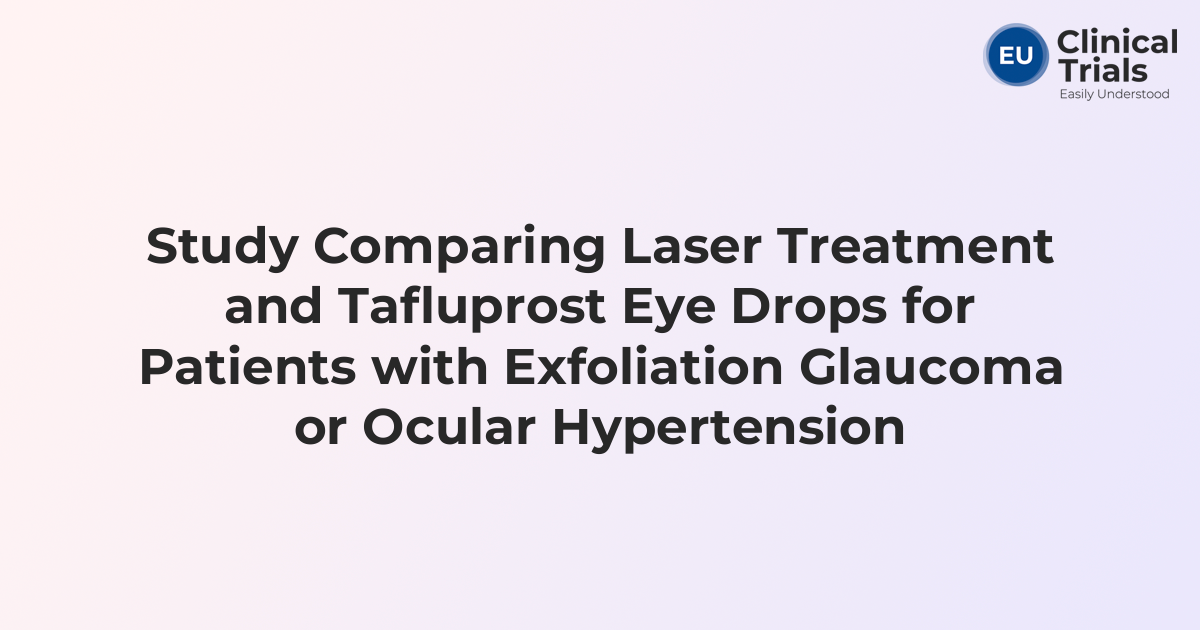 Study Comparing Laser Treatment and Tafluprost Eye Drops for Patients ...