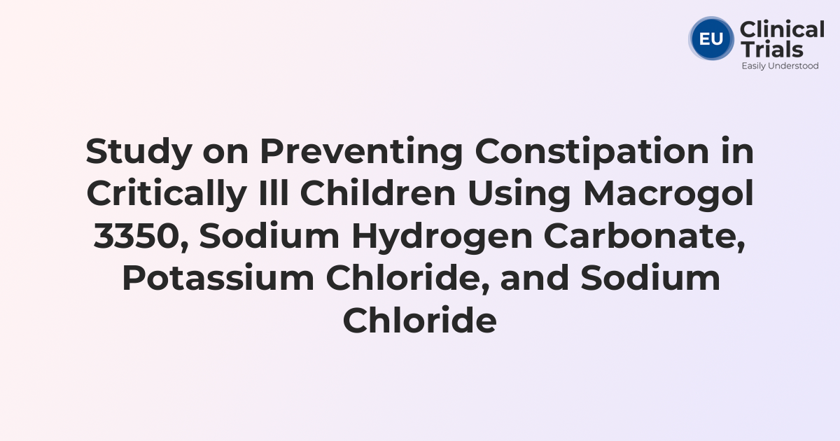 Study on Preventing Constipation in Critically Ill Children Using ...